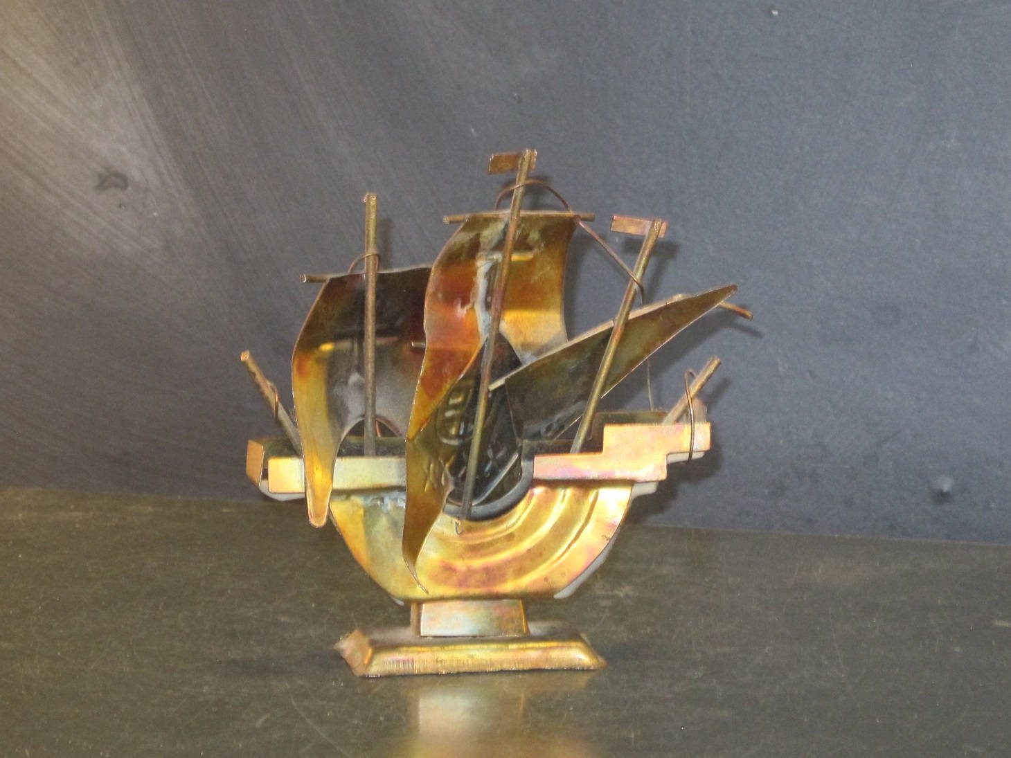 Small Vintage Metal Sailing Ship | Schooner Chandlery